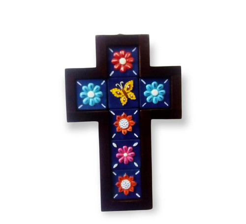 Cruz de barro con margen de madera (Grande) | Artesanías Gonzalez