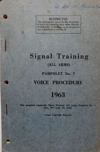 Signal Training (All Arms) Pamphlet #7 Voice Procedure (1963) | Tally ...