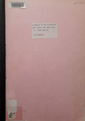 Expansion of the Australian Army During The Early Part... (1974) By R.M ...