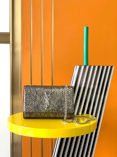 YSL Kate Snake Silver Shoulder Bag Black & White | Glam Bags