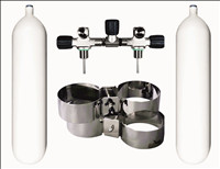 BTS 8 Litre 300 Bar DIN Steel Cylinder Twin Set with Isolation Manifold ...
