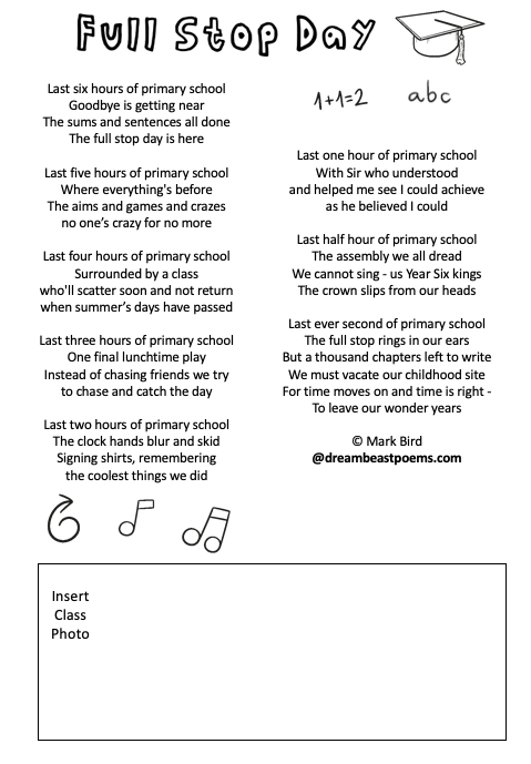 Leavers and Transition Booklet for Year 6 including my poem: The Full ...
