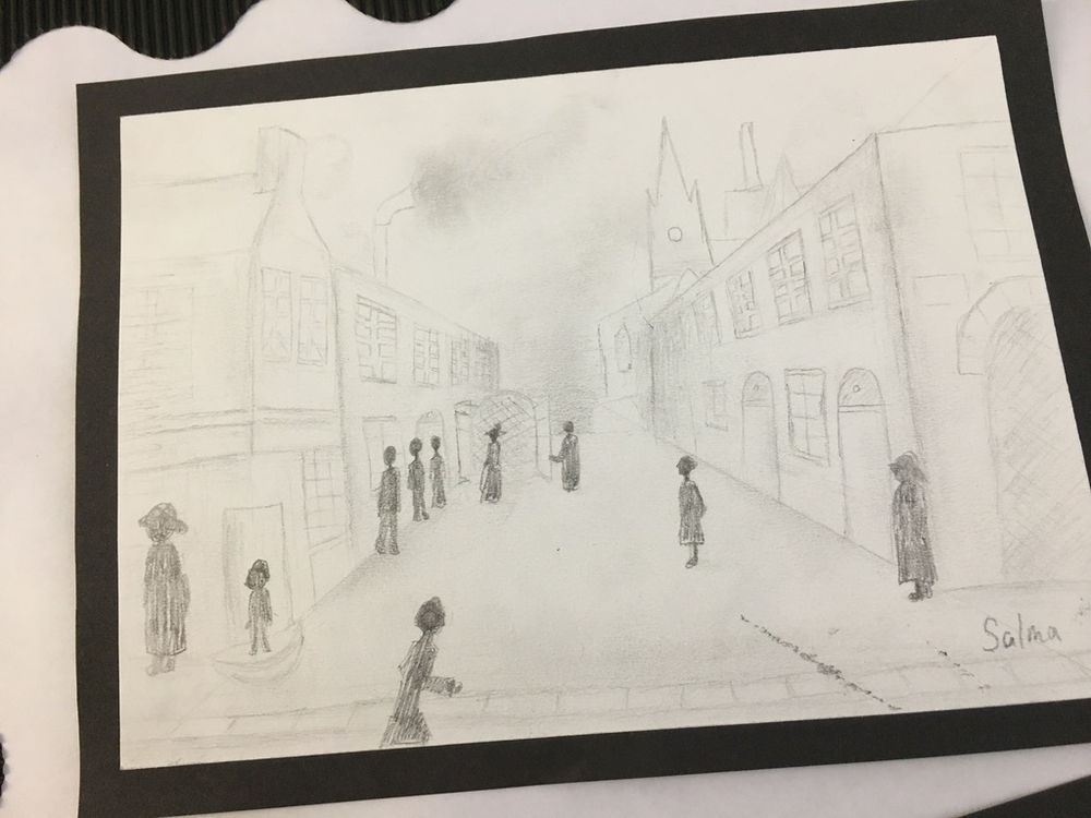 Look at our incredible one-point perspective L.S. Lowry art ...