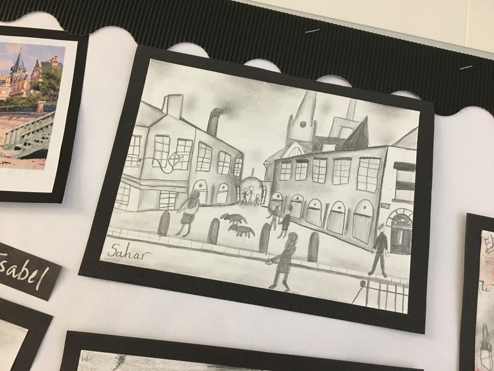 Look at our incredible one-point perspective L.S. Lowry art ...