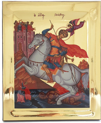 St. George - Gold Mirror Icon | GreekTownImports.com