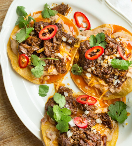 Beef Barbacoa Tostadas | Fireside Catering Co
