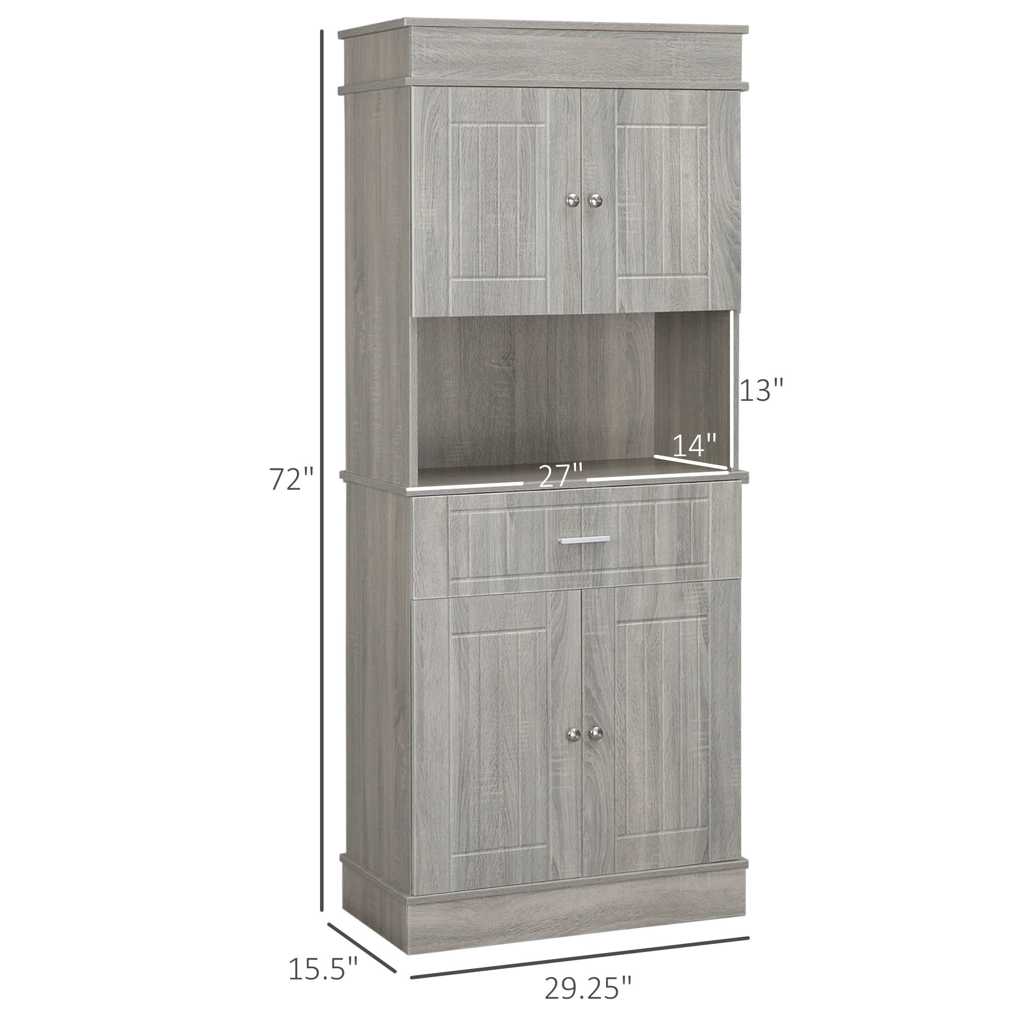 72" Kitchen Buffet with Hutch, Freestanding Pantry Cabinet with Utility ...