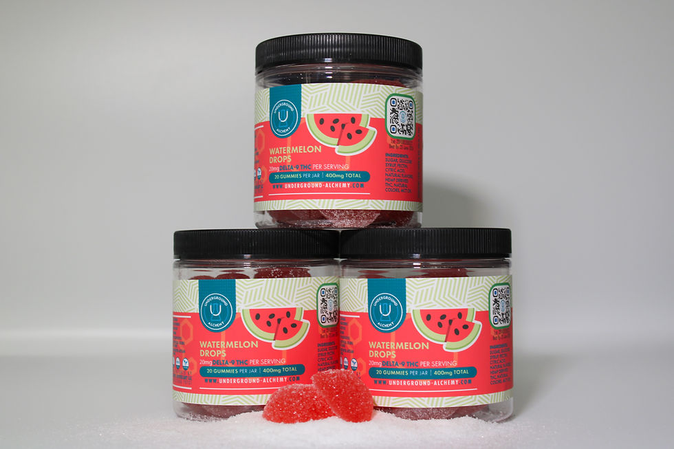 Watermelon Drops - 20mg Delta-9 THC Gummies | Underground Alchemy
