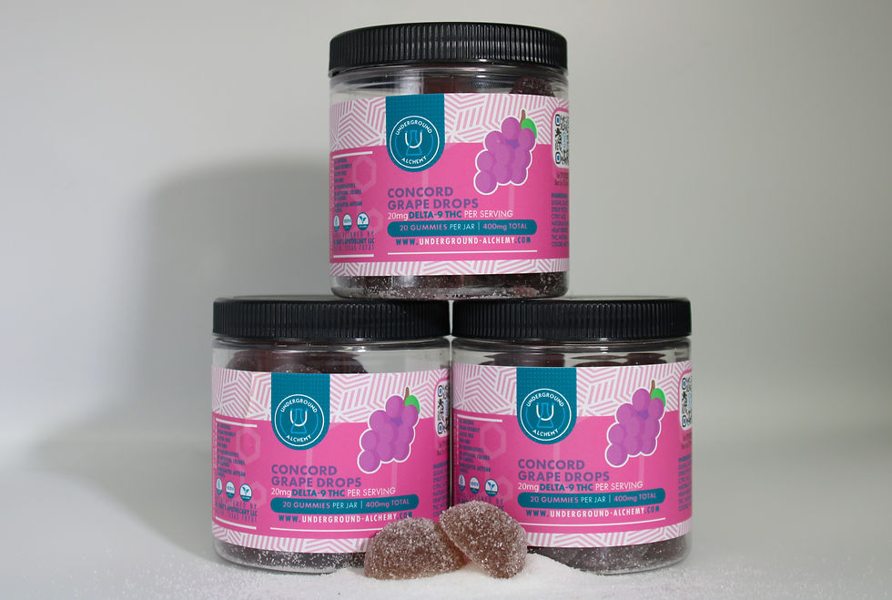 Concord Grape Drops - 20mg Delta-9 THC Gummies | Underground Alchemy