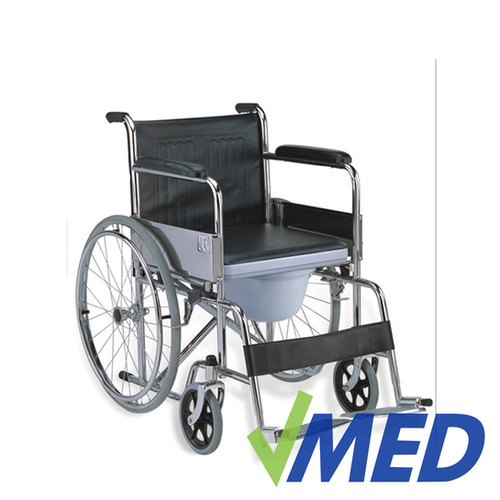 VMED Stainless Steel Wheelchair w/ Commode Toilet | VMed Medical