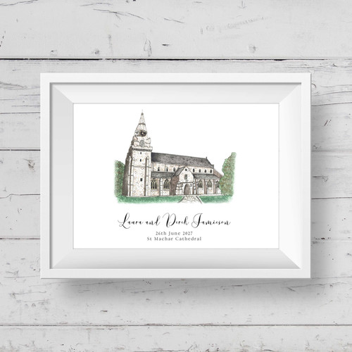St Machar Cathedral Personalised Wedding Venue Print | Hollie Bruce Designs