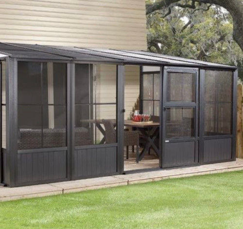 Knightsbridge Deluxe 3x4.8 (10x16)Enclosed Wall Canopy - Galvanised ...