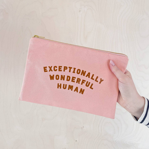 Alphabet Bags - Exceptionally Wonderful Human - Blush Pink Pouch ...