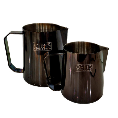 Chrome Black Milk Frothing Stainless Steel 304 Jugs | orbiscoffee