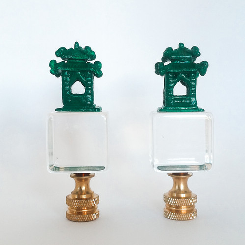 Kelly Green Square Pagoda Finials on Acrylic Base | R Titus Designs ...