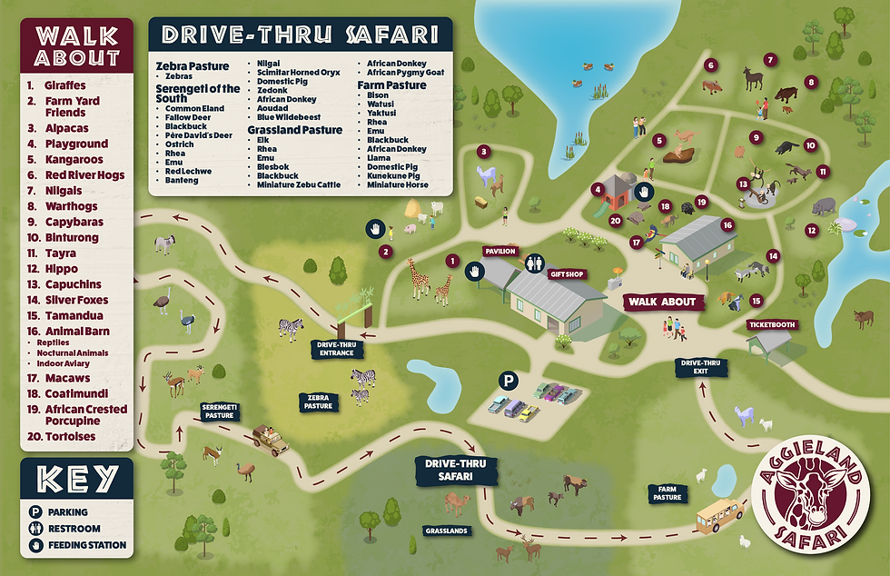Park Map | Aggieland Safari | Bryan, TX