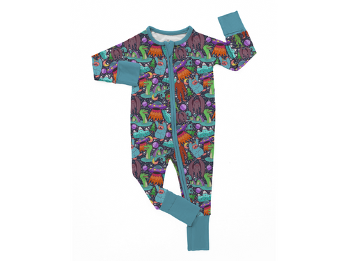 Zip-up Bamboo PJs - Creepy Cryptids | Mythological Baby Co