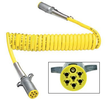 15ft, 7-Way ISO Yellow Electrical Coil Assembly | maladytruckparts.com