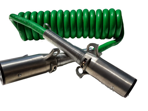 7-Way ABS Green Coiled Cable 15' Lead 12" Working Cable - Made In USA ...