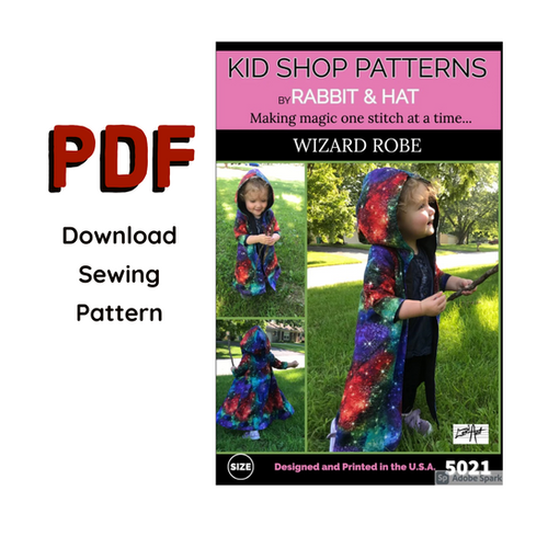 5021 PDF - Size XS - KIDS - Wizard Robe | Rabbit & Hat Pattern
