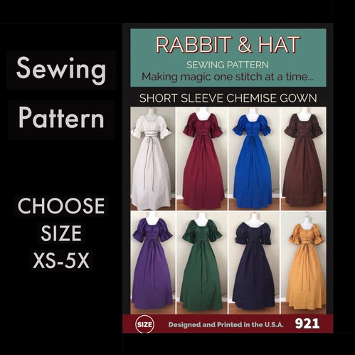 921 Short Sleeve Chemise Gown | Rabbit & Hat Pattern