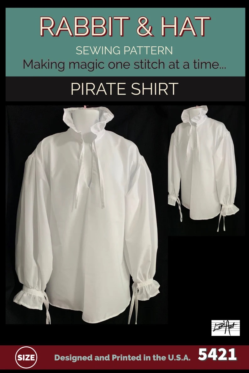 5421 Mens Pirate Shirt | Rabbit & Hat Pattern