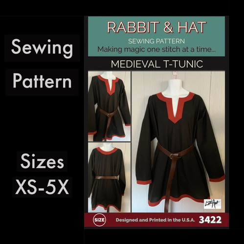 3422 MENS Medieval T-Tunic | Rabbit & Hat Pattern