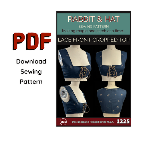 1225 PDF Size 4X - Lace Front Cropped Top | Rabbit & Hat Pattern