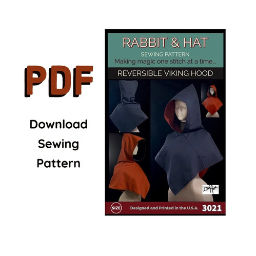 3021 PDF Reversible Viking Hood - All Sizes Included | Rabbit & Hat Pattern