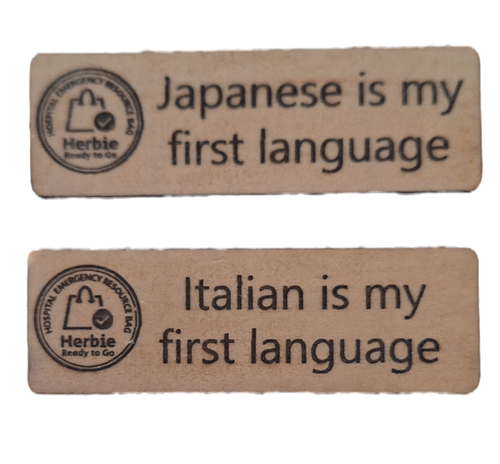 My first language badges | Herbie Products