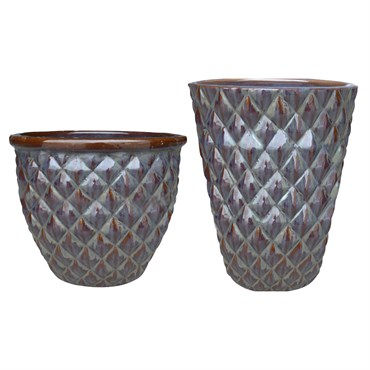 Michael Carr Eggplant Chevron 18.5" Aqua Pots | ThePlantConnection