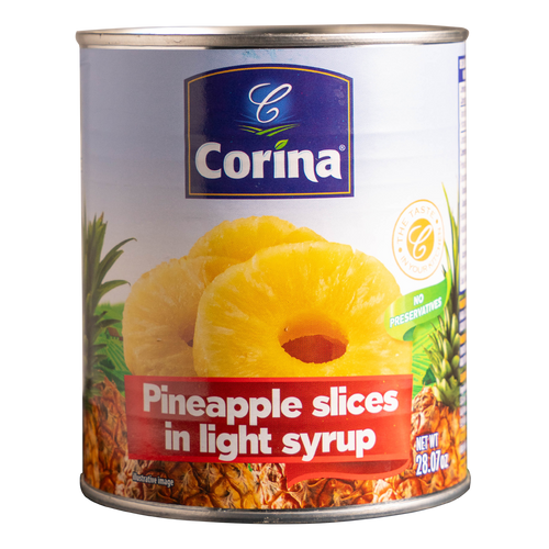 PIÑA EN REBANADAS EN ALMIBAR CORINA 800gr | DAC Cancún