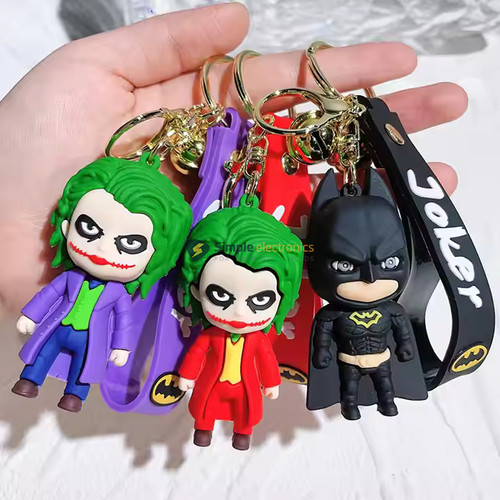Cute 3D Cartoon Joker Figure Keychain - PVC Rubber Clown Doll Keyring ...