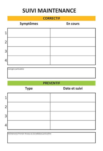 Affiche adhésive effaçable Suivi Maintenance A4 20x30cm | CODEX Action