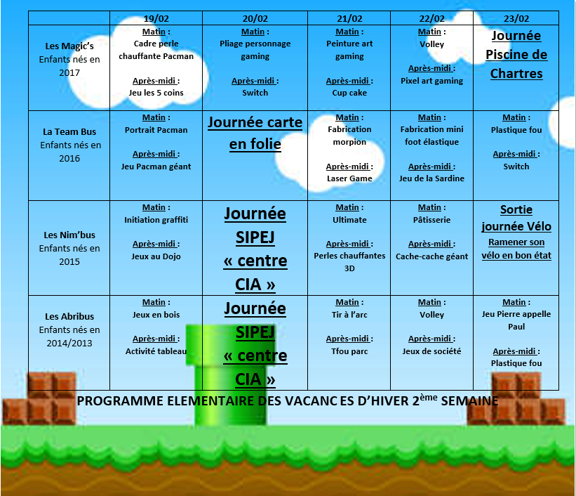 Ilot Loisir - Programme des vacances d'hiver Ilot Loisir - Programme des vacances d'hiver