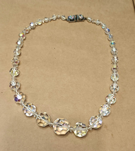 Cut glass necklace, single strand, large graduating beads. (2060) | The ...