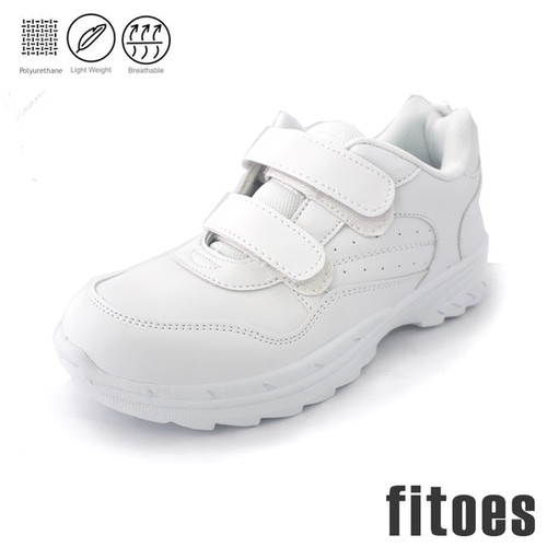 Checker 1401 Velcro School Shoes White | Fitoes