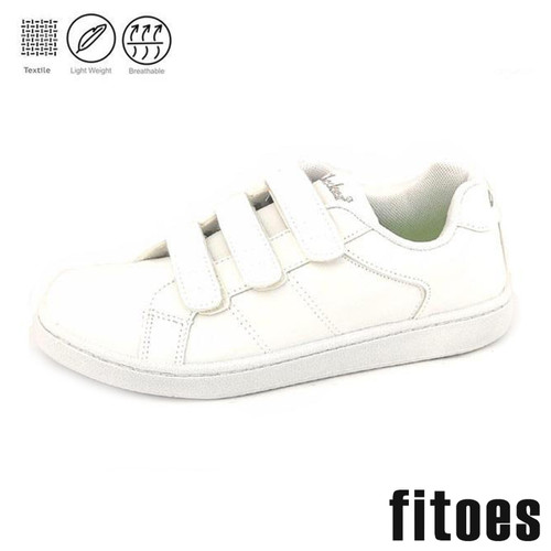 Checker 0722 Velcro School Shoes White | Fitoes