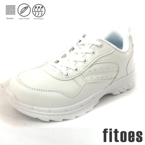 Checker 1403 Lace Up School Shoes White | Fitoes