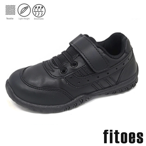 Checker 1640P Velcro School Shoes Black | Fitoes