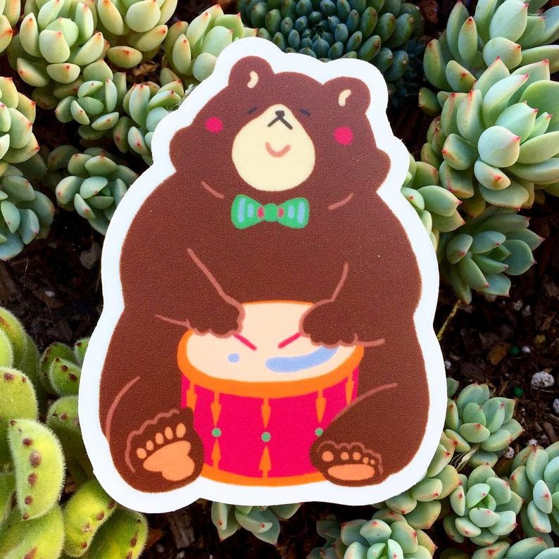 drummer-bear-sticker-by-harumo-bakery