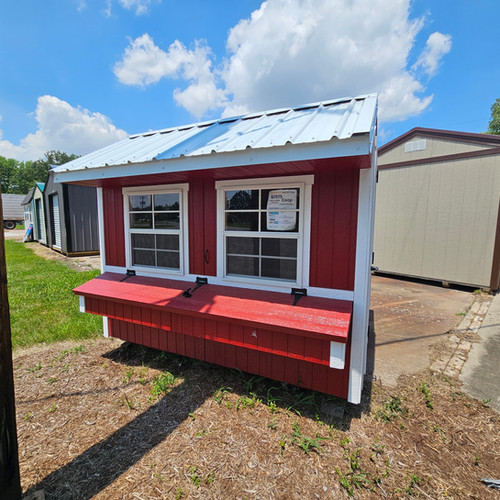 6x8 Chicken Coop – Red Siding / White Trim / White Metal Roof | Midwest ...
