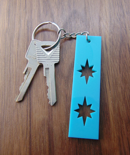 Mid Century Long Retro Keychain | Metal Flake City