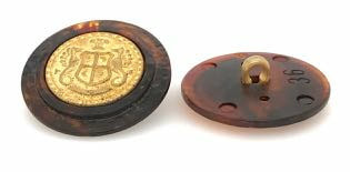 Mock Tortoiseshell Button with Gold / Bronze detail (R597) | All Buttons