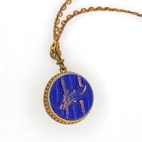 Glass Button Jewellery - Locket with blue glass and gilded detail | All ...