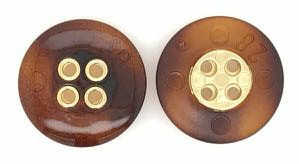 Mock Tortoiseshell 4-hole Button with Gold detail (R596) | All Buttons