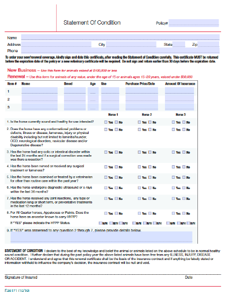Insurance Forms | Statement of Condition