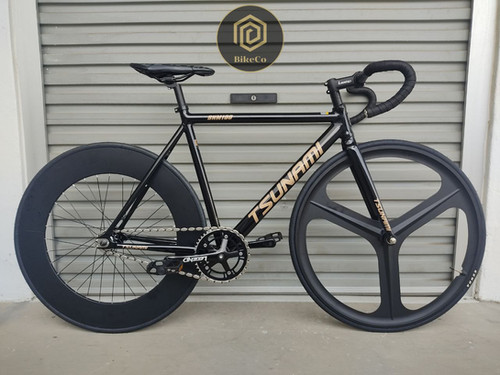 TSUNAMI SNM-100 90MM Deep Section x Trispoke Fixie Bike Blackgold ...