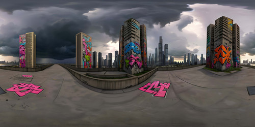 Graffiti Tower Block - 8K Panoramic Backdrop + HDR Map | Iclone 3d