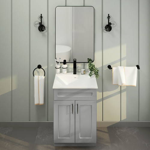 Premium Quality 24 Inch Bathroom Vanity - Light Grey Shaker Design